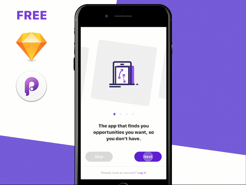 Onboarding Process - Sketch & Principle - Freebie Supply