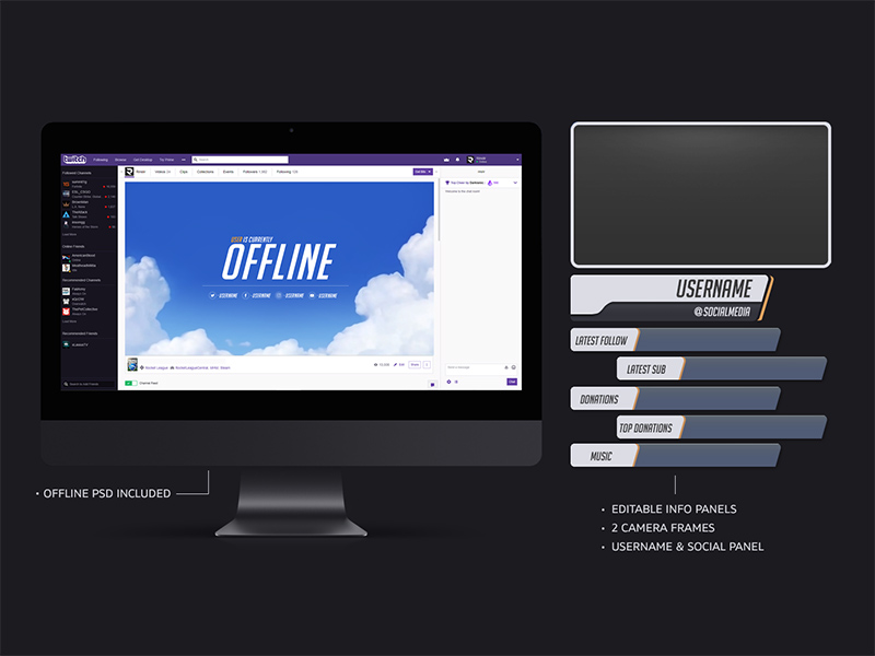 Overwatch Twitch Stream Overlay Template - PSD Freebie - Freebie Supply