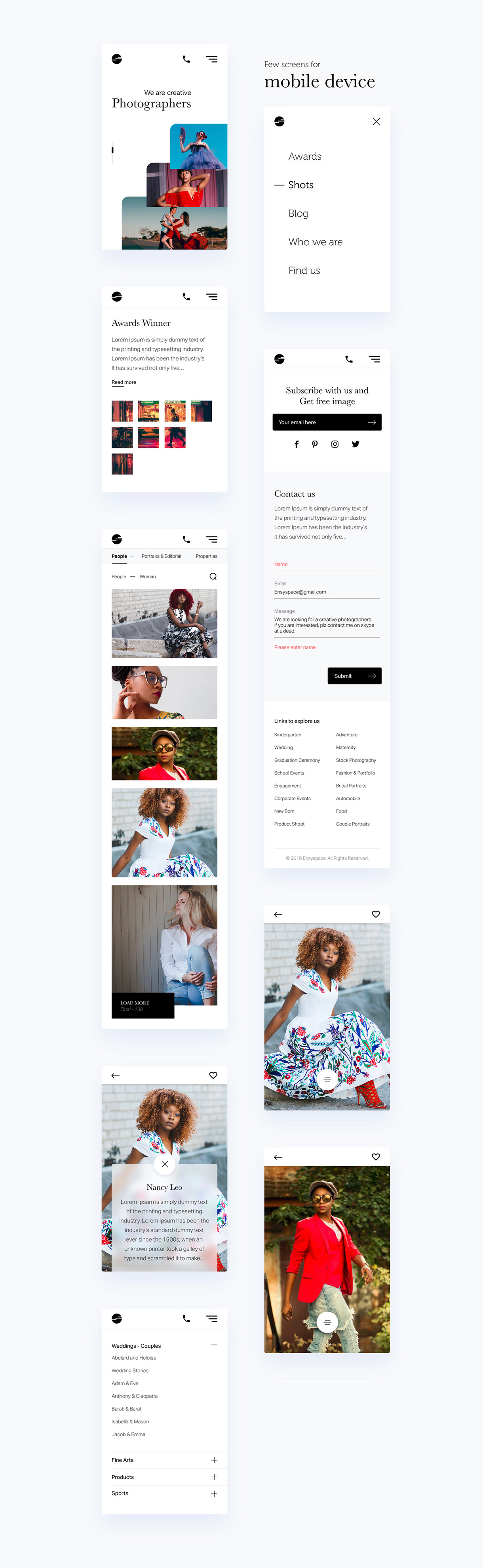 Photographer Portfolio - Free Xd Template - Freebie Supply