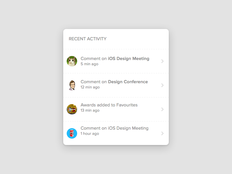 Recent Activity Menu - Free Sketch - Freebie Supply