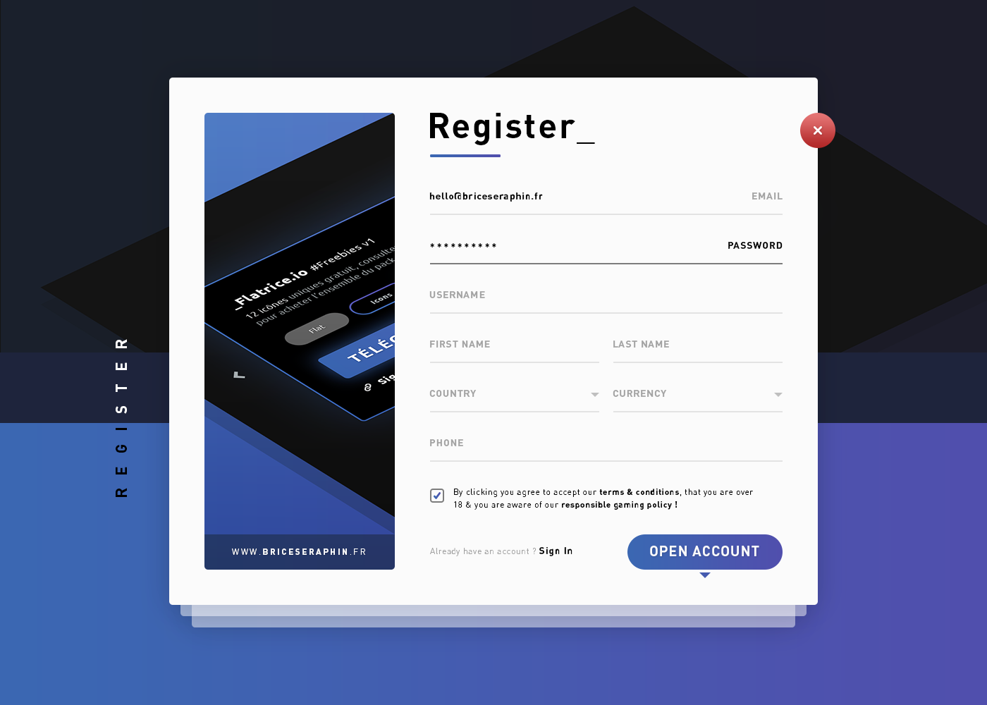 Register Form Template - Free PSD - Freebie Supply