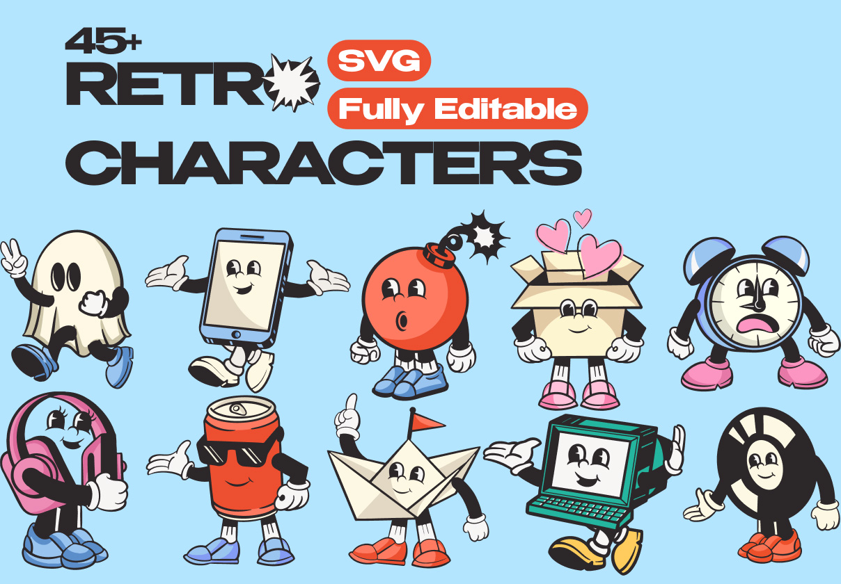 SVG Retro Characters - Freebie Supply