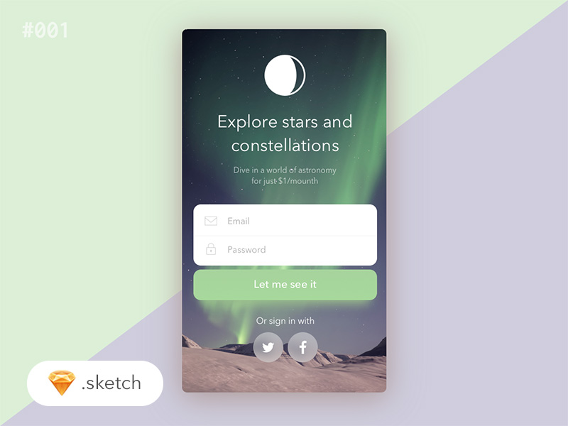 Sign Up/Sign In Screen made in Sketch - Freebie Supply