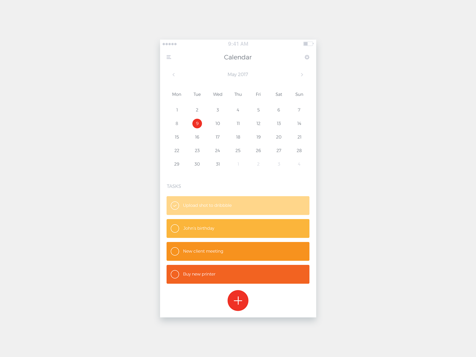 Simplistic Calendar App PSD - Freebie Supply