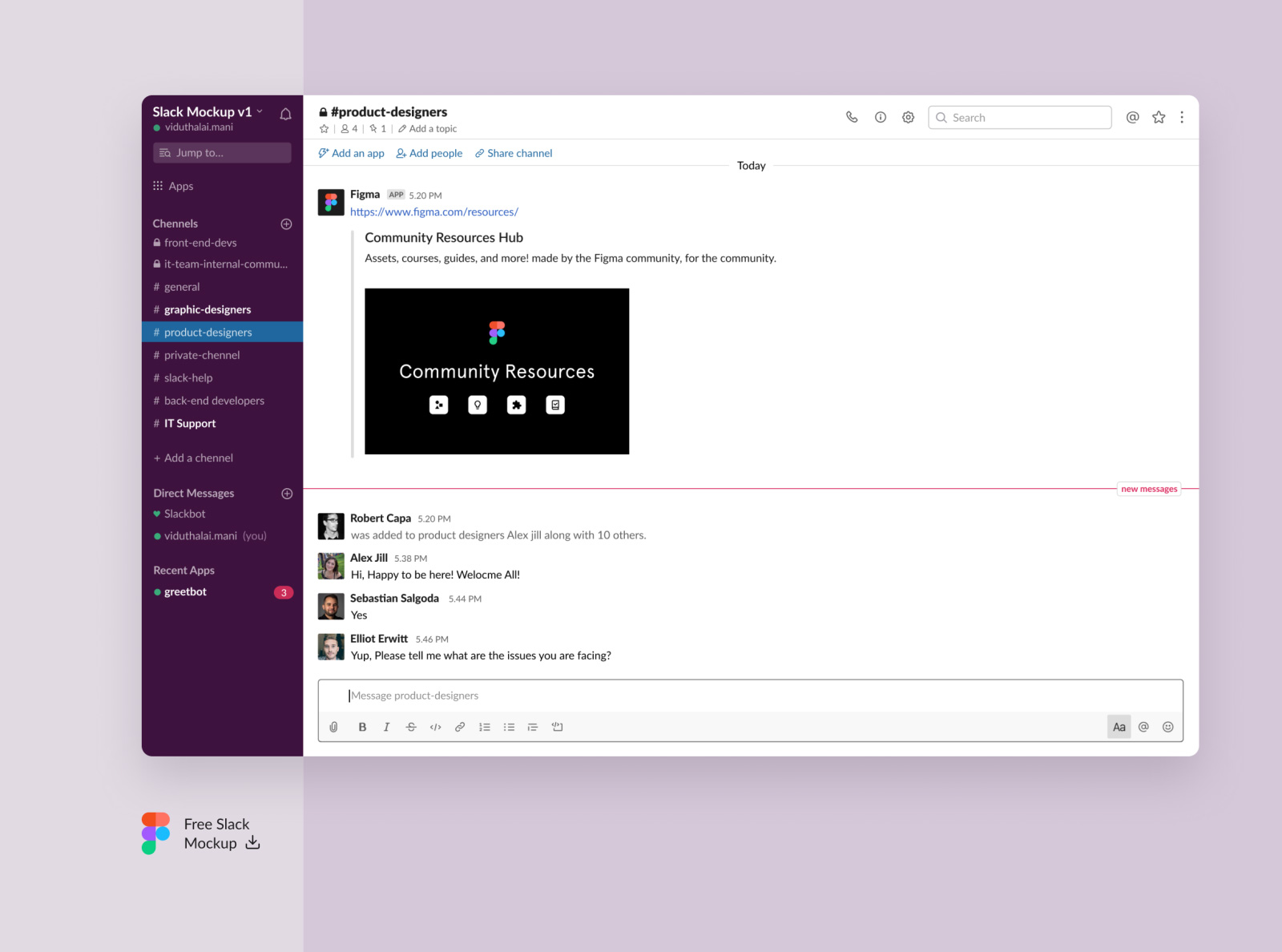 Slack UI Mockup for Figma - Freebie Supply