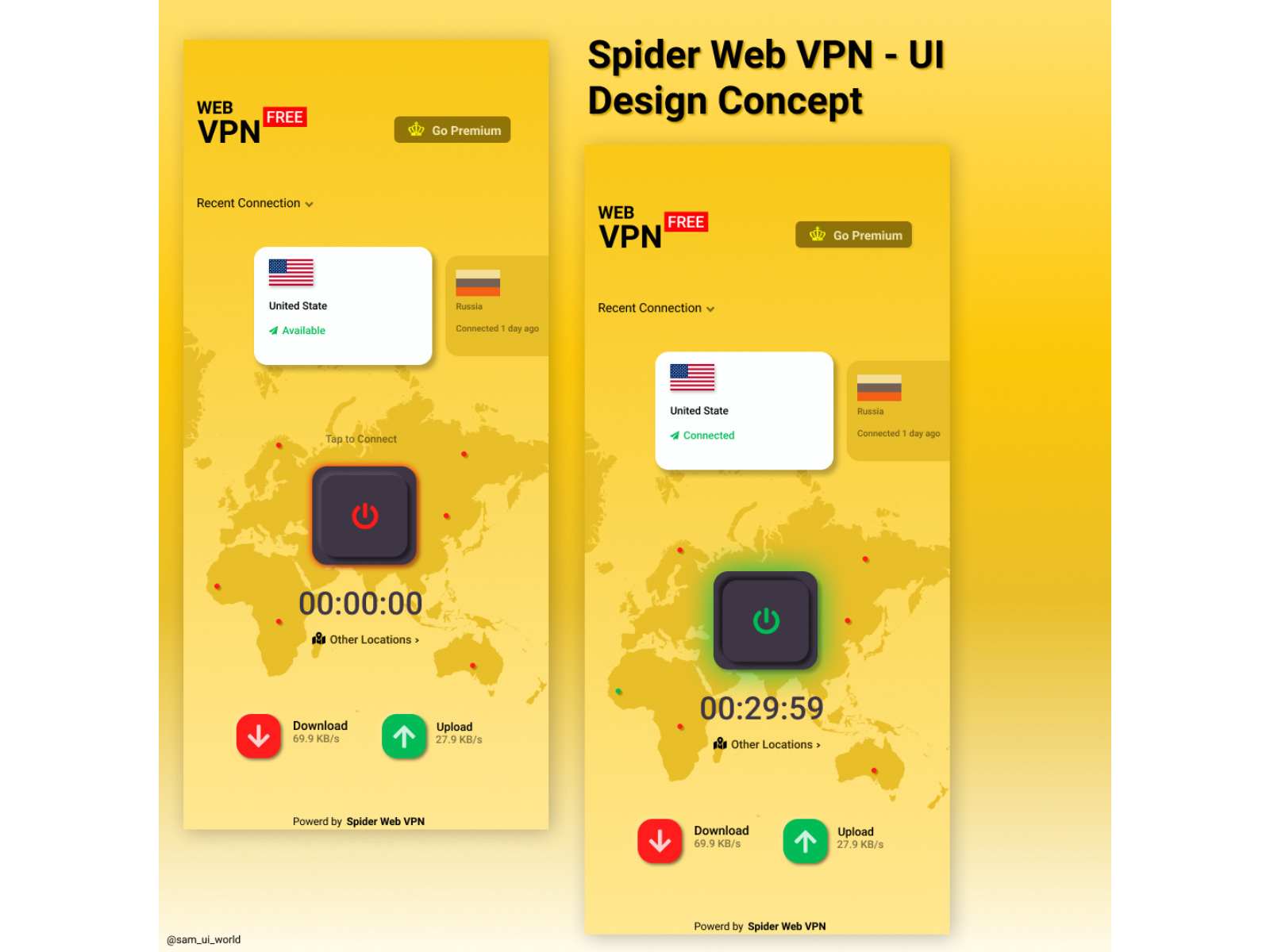 Spider Web VPN UI Concept - Freebie Supply