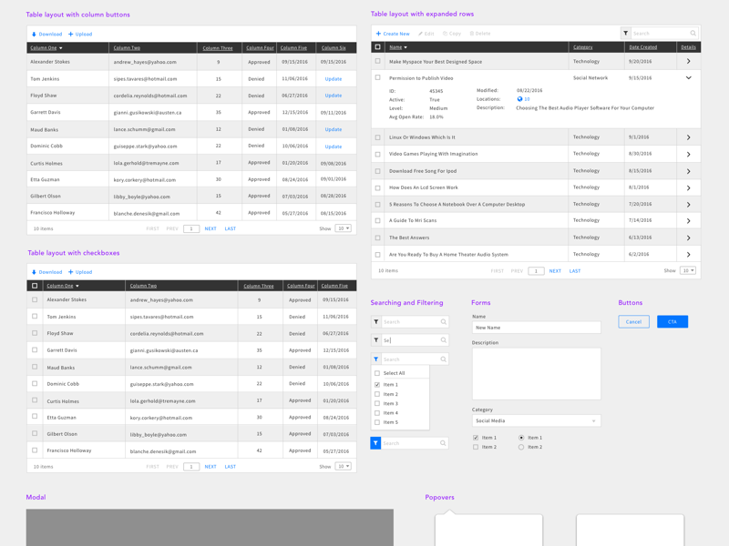 Tables and Forms Kit for Sketch - Freebie Supply