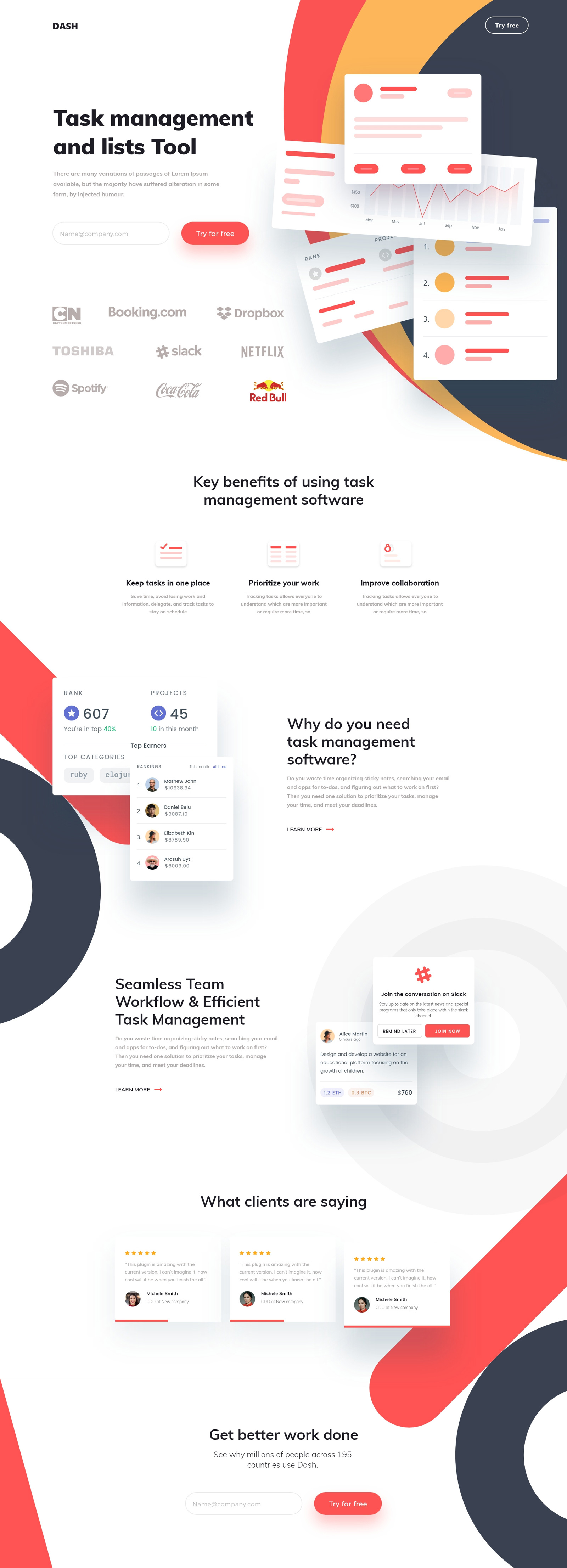 Task Management Web App Landing Page - Freebie Supply