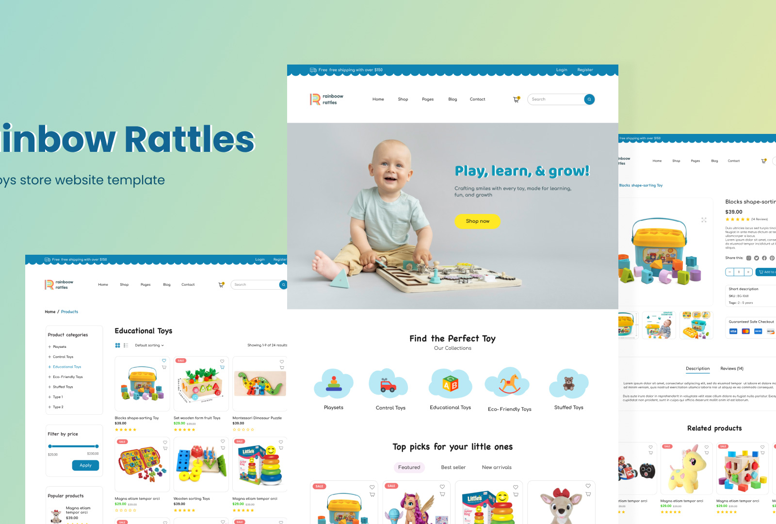 Baby Toys Store Website Template - Freebie Supply