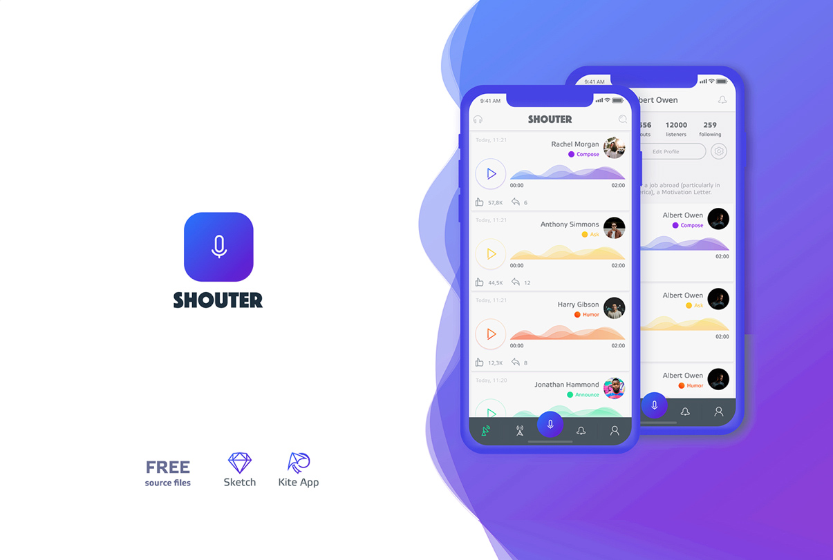 iOS Shouter App UX/UI Made With Sketch - Freebie Supply