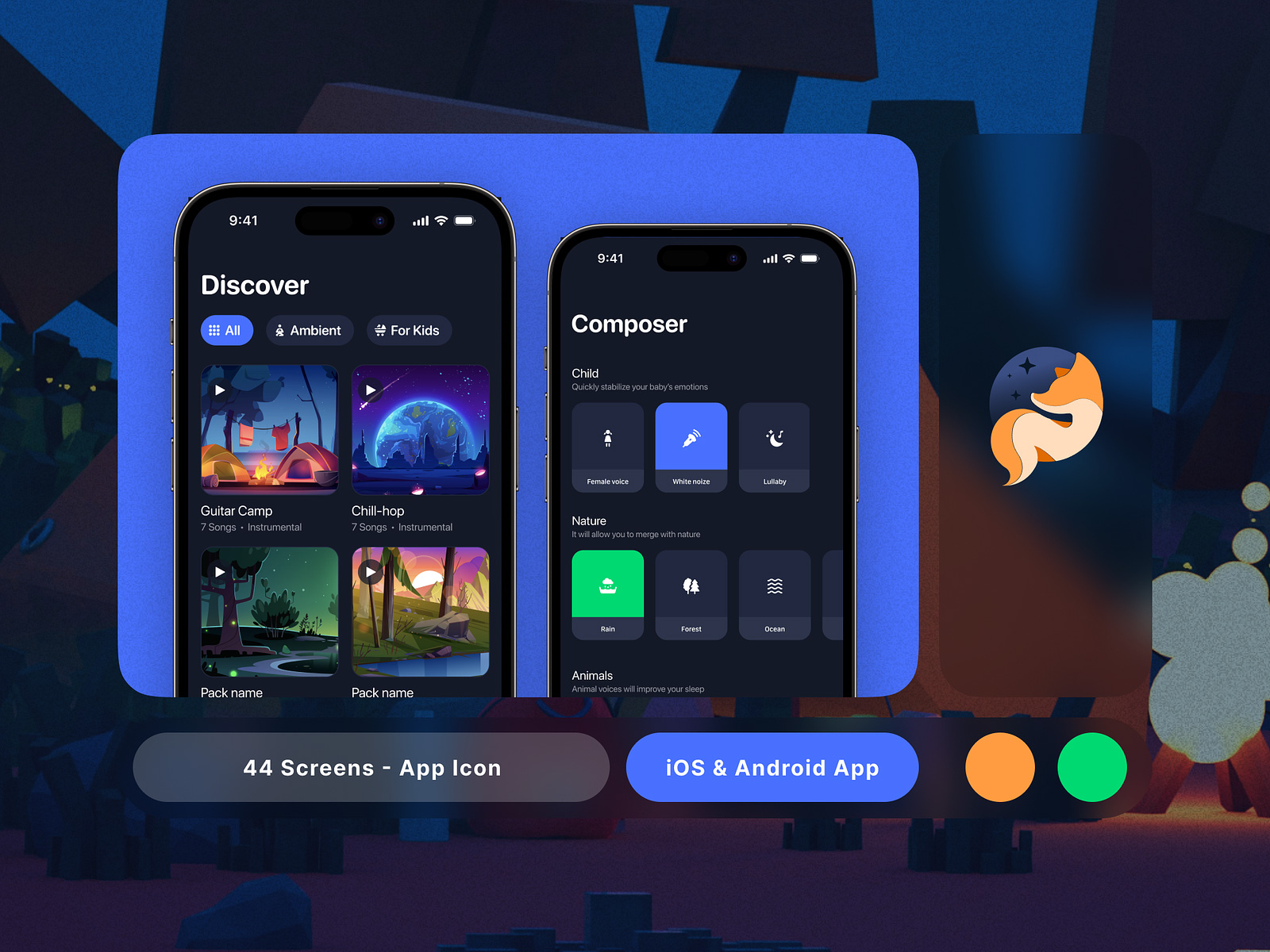 Sleep Sounds App UI - Freebie Supply
