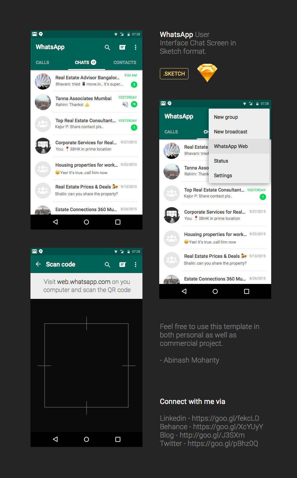 WhatsApp Chat UI Design in Sketch - Freebie Supply