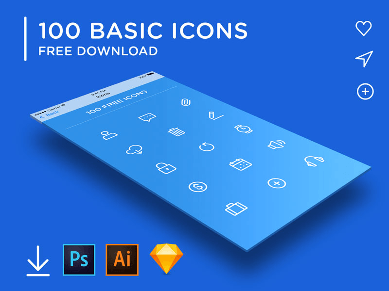 100 Basic Icons Set - Sketch Resource - Freebie Supply