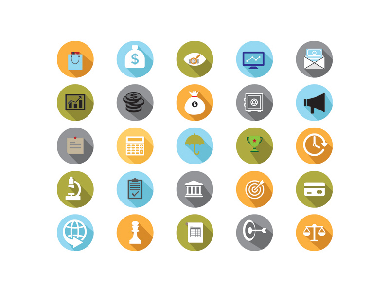 150 Flat Long Shadow Icons - Freebie Supply