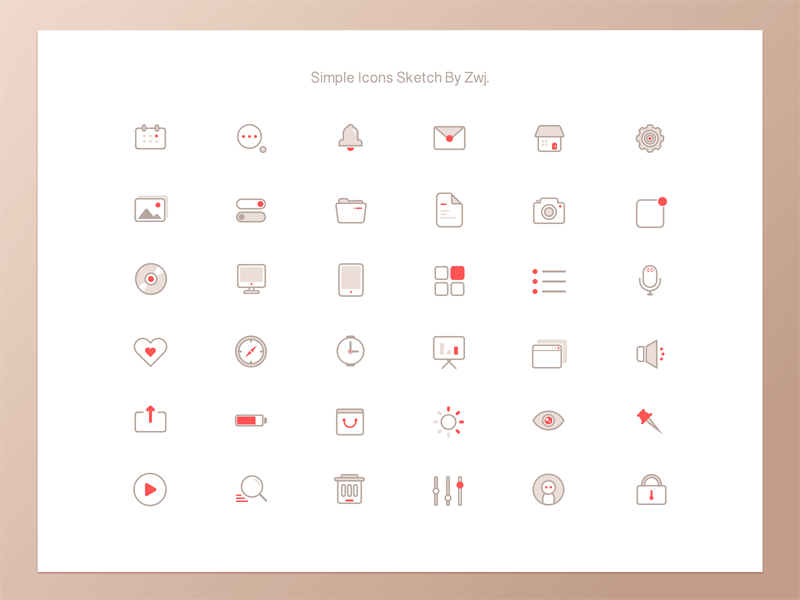36 Line Simple Icons - Free Sketch - Freebie Supply