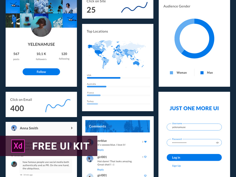 Adobe XD UI Kit Components - Freebie Supply