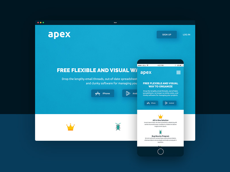 Apex Application Landing Page - PSD Freebie - Freebie Supply
