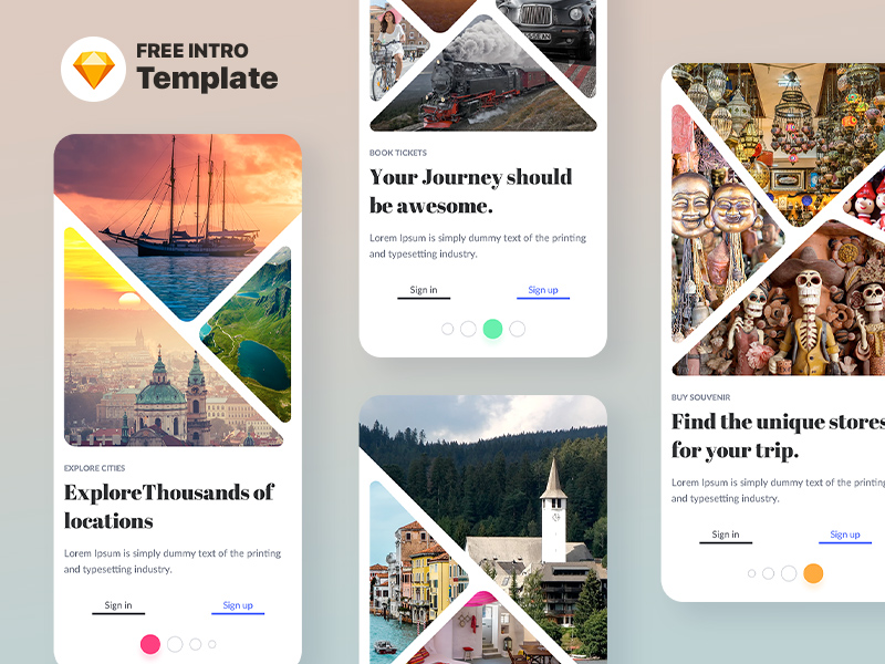 App Intro Screens for Sketch - Freebie Supply