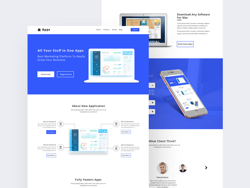 App Website Landing Page Template - PSD Freebie - Freebie Supply