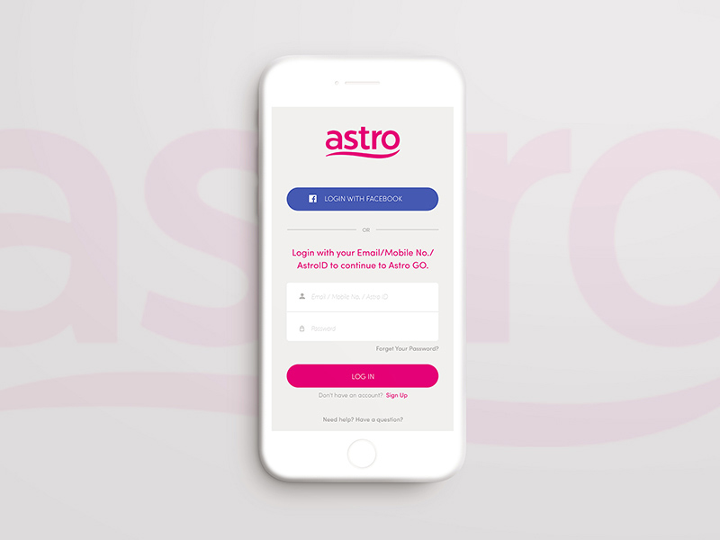 Astro Go's New Login Screen - Freebie Supply