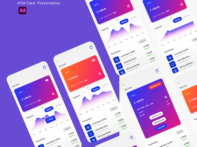 Card Management App UI - Freebie Supply