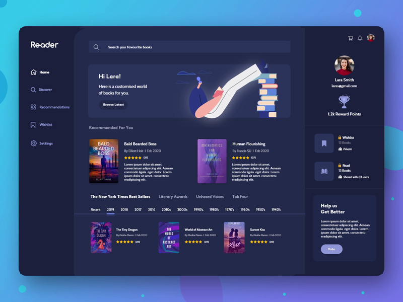 Books Dashboard UI Interaction - Freebie Supply
