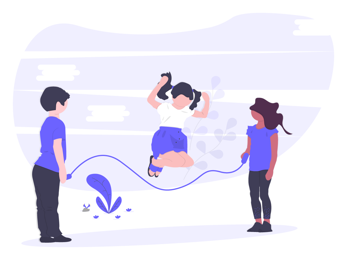 Children Playing Double Dutch Illustration - Freebie Supply