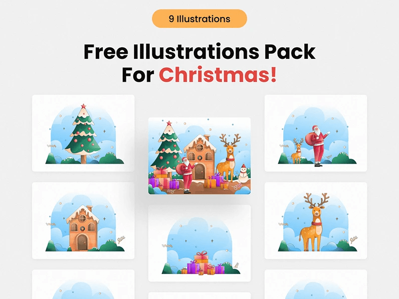 Christmas Illustrations Pack - Freebie Supply