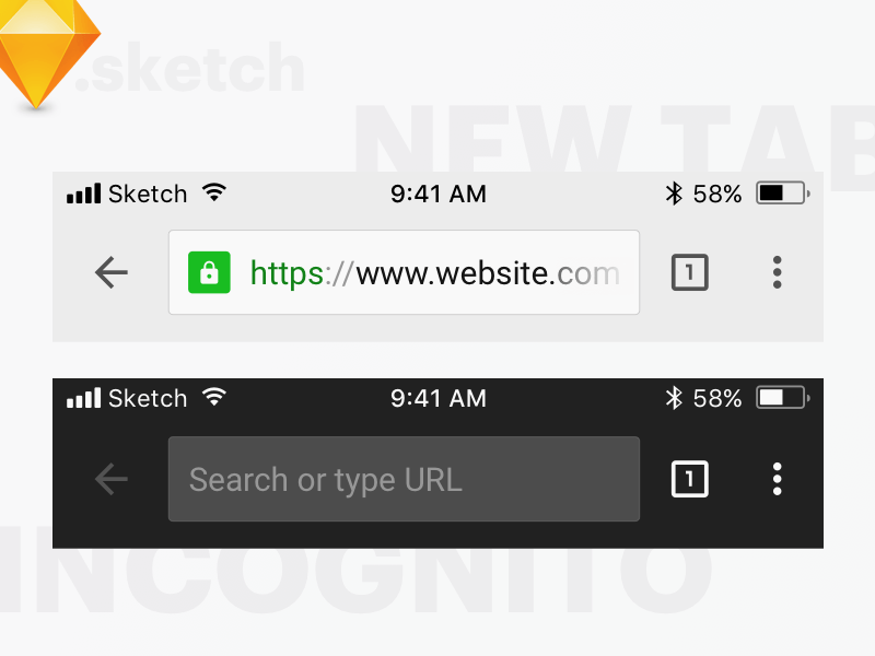 Chrome Mobile Header made in Sketch - Freebie Supply