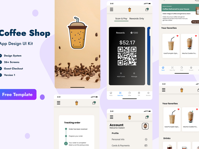 Coffee Shop App UI - Freebie Supply