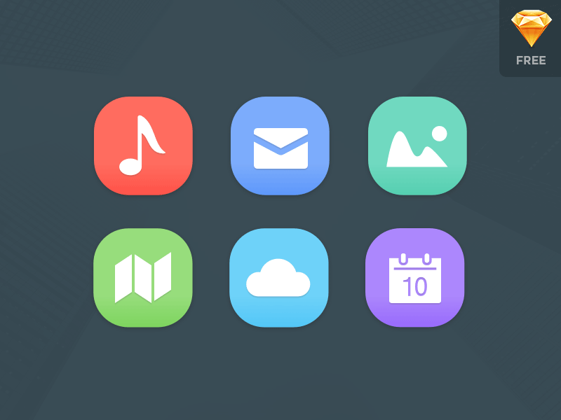 Colorful Icons Set for Sketch - Freebie Supply