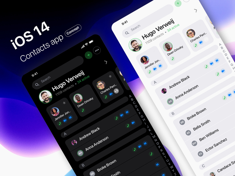 Contacts App UI Concept - Freebie Supply