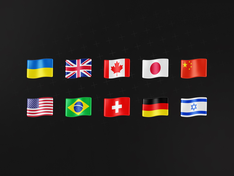 3D Country Flags - Freebie Supply