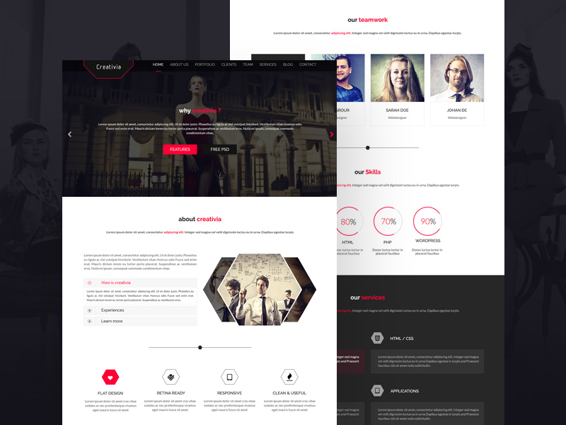 Creativia One Page Template: Free PSD - Freebie Supply