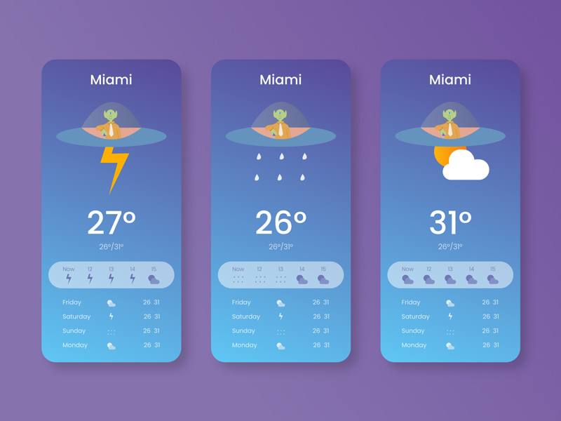 Weather App Concept for Adobe XD - Freebie Supply