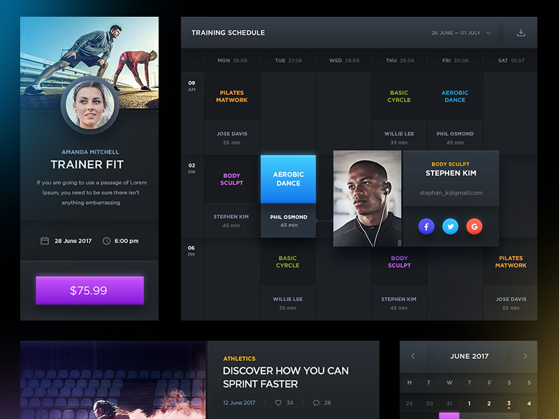 Dark Sports UI - PSD Freebie - Freebie Supply