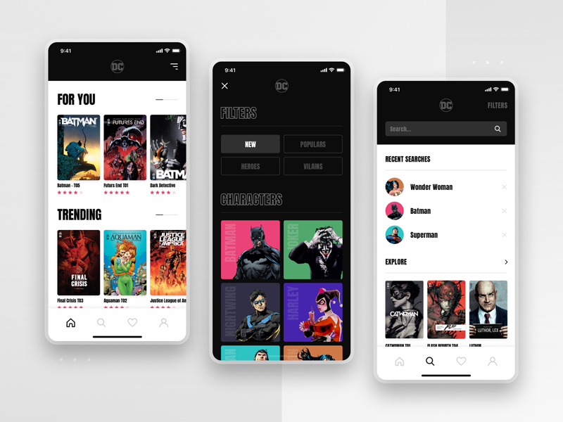 DC Comics App Design - Freebie Supply