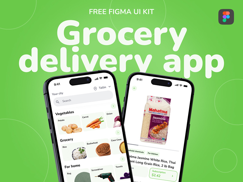 Groceries Delivery App UI Kit - Freebie Supply
