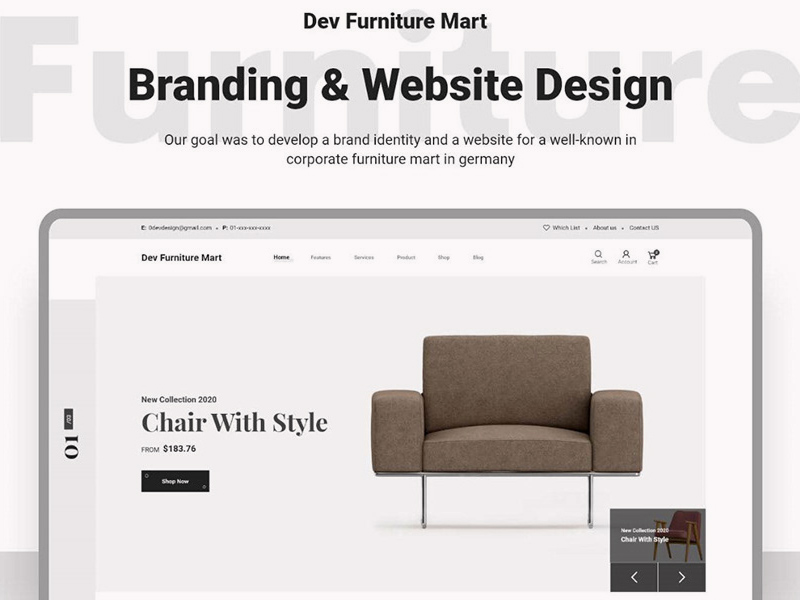 Furniture Website Template: Free PSD - Freebie Supply