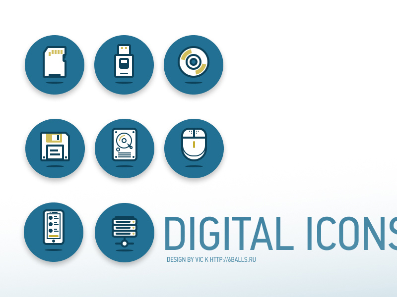 Digital Data Icon Set - Freebie Supply