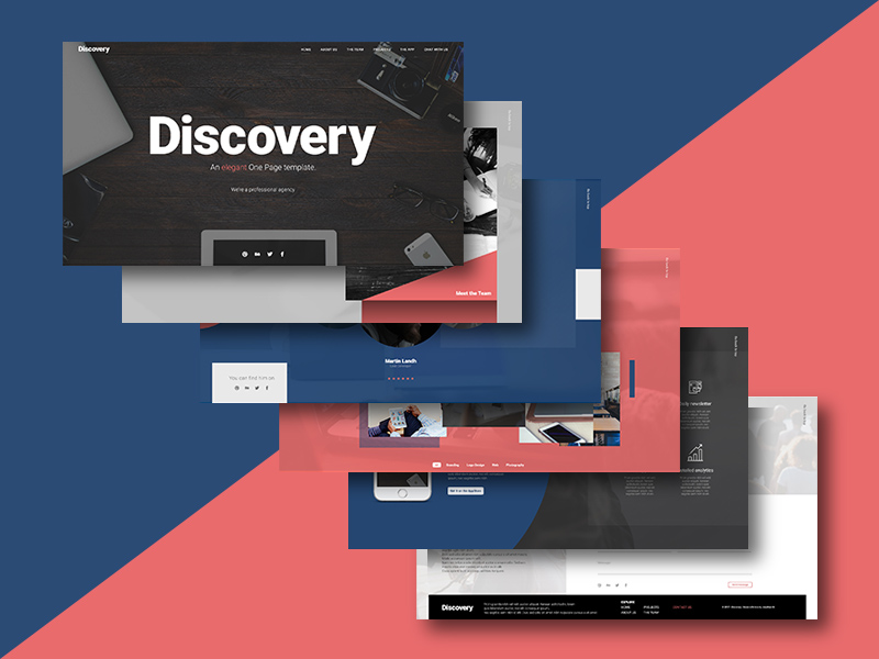 Discovery One Page Website Template - Free PSD - Freebie Supply
