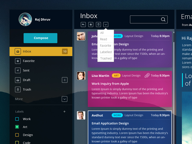Email Dashboard Ui Design Free Psd Freebie Supply 