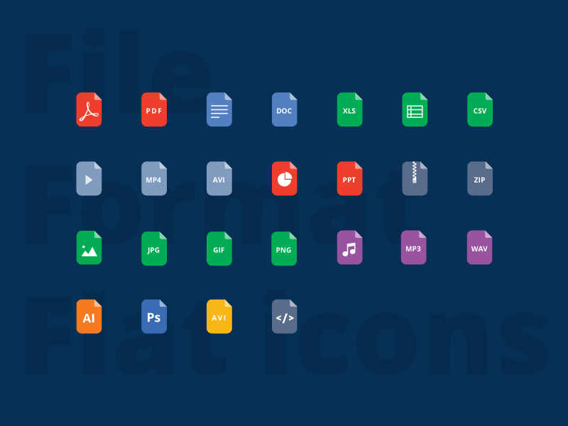 File Format Flat Icons - Freebie Supply