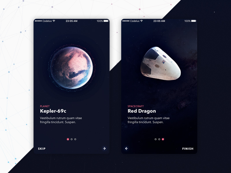 Free Space UI Kit - Walkthrough Screens - Freebie Supply