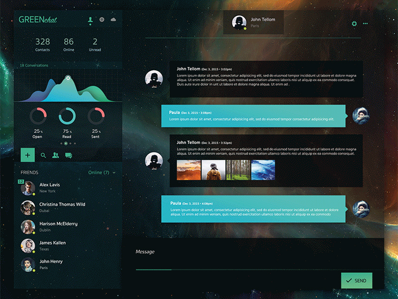 GreenChat UI Design Template by Bradley Bussolini - Freebie Supply