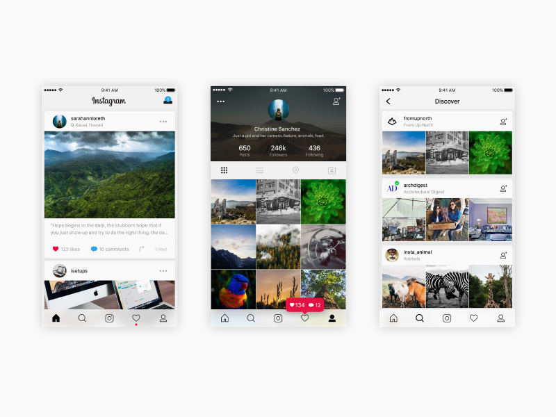 Instagram UI Kit by Mohamed Kerroudj - Freebie Supply