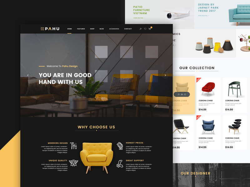 Interior Design Website Template - PSD Freebie - Freebie Supply