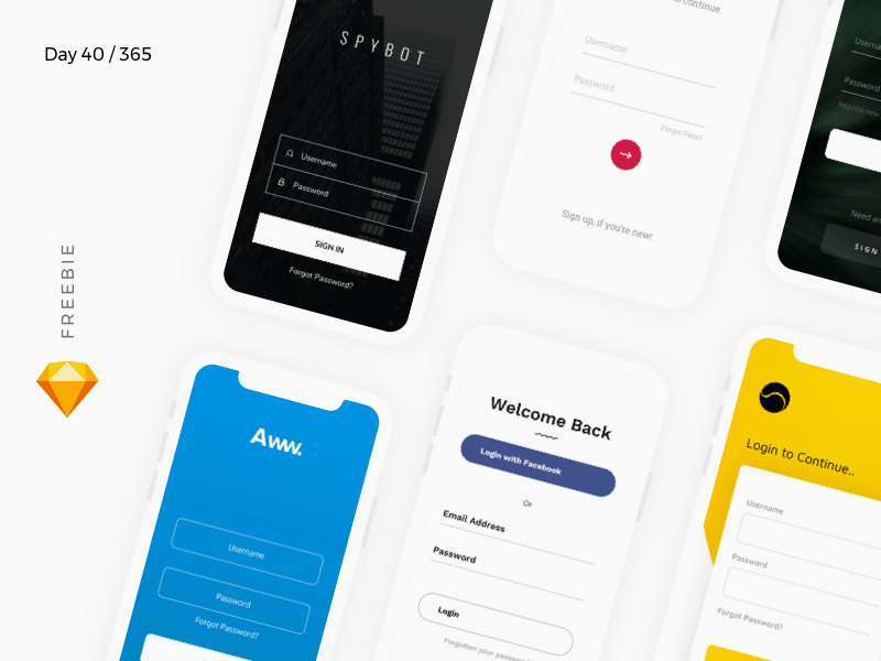 iOS Login Screens Pack by Kishore - Freebie Supply