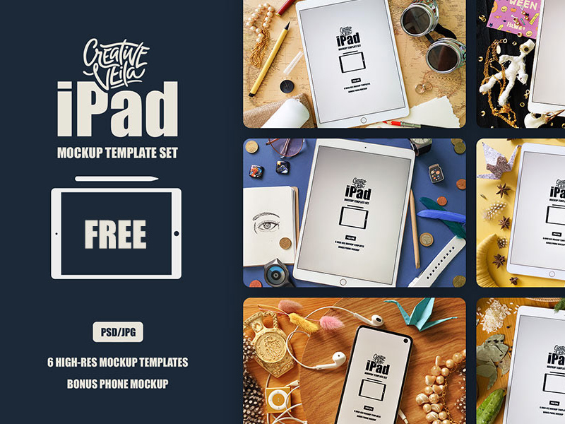 iPad Mockup Set - PSD Freebie - Freebie Supply