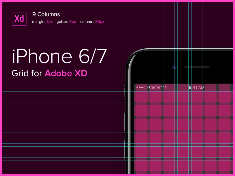 iPhone 6/7 Grid for Adobe XD - Freebie Supply
